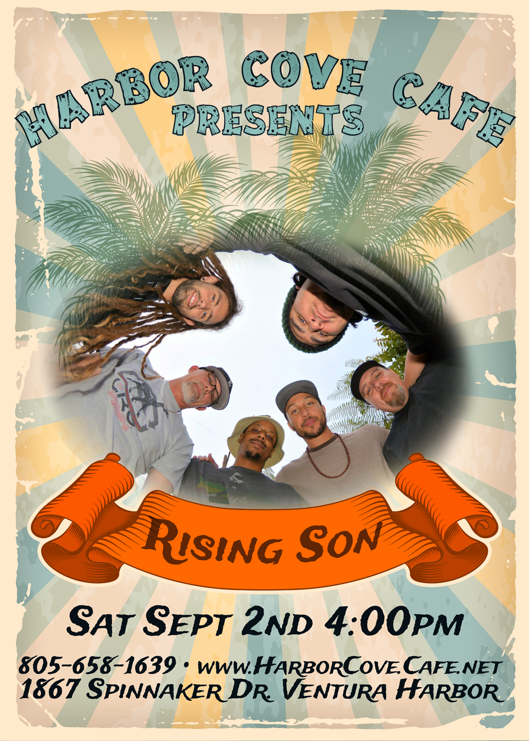 Flyer for Rising Son 9/2 – Harbor Cove Cafe
